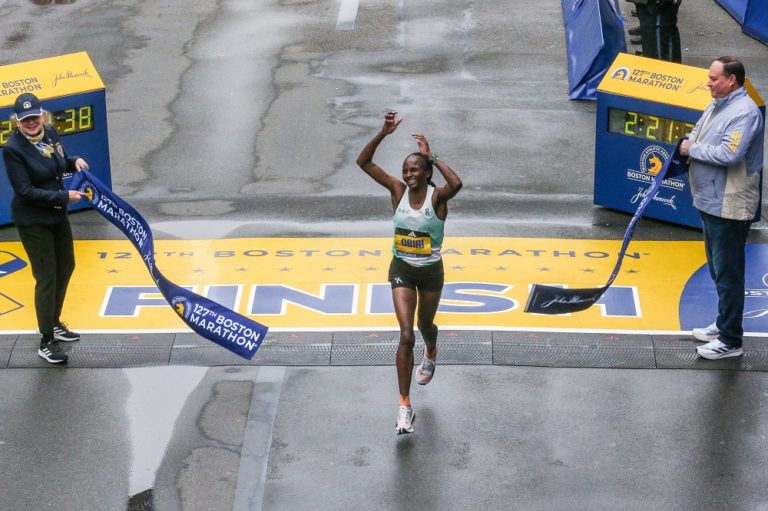 Hellen Obiri sprints to intense Boston Marathon win